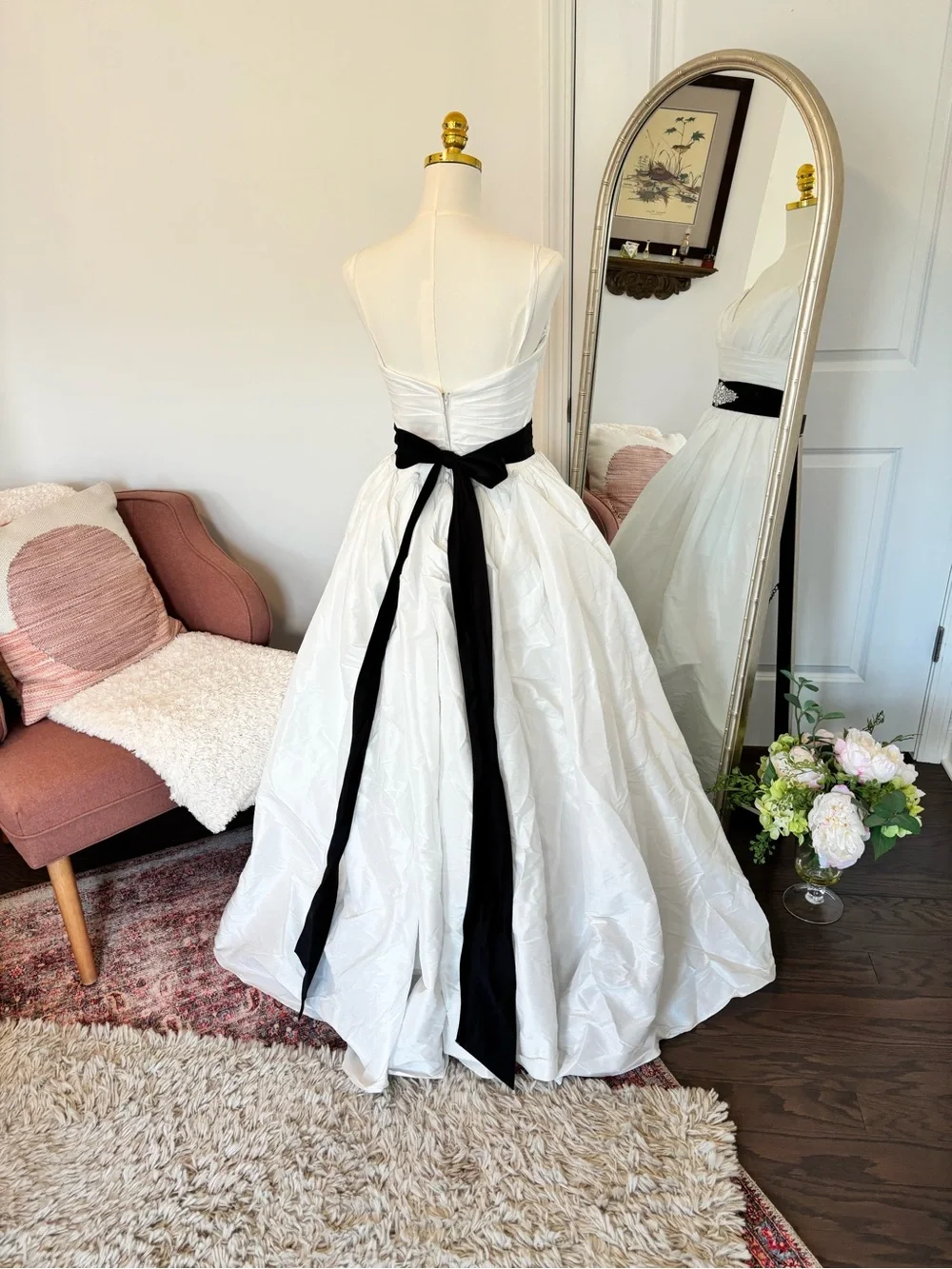 David's Bridal | Dresses | Davids Bridal White Ball Gown With Black ...